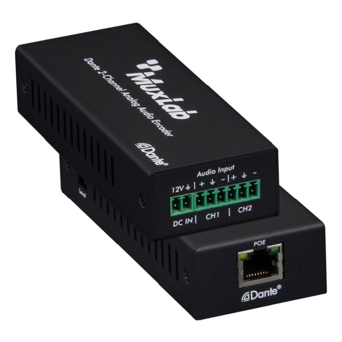 ENCODER DE AUDIO DANTE 2 CANALES POE MUXLAB 500551 | Sistemas Integrados