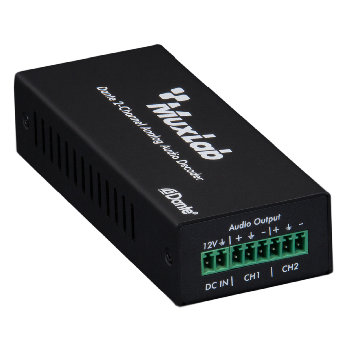 DECODER DE AUDIO DANTE 2 CANALES POE MUXLAB 500552 | Sistemas Integrados